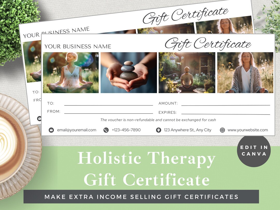 Editable Gift Certificate Holistic Therapy | Edit Template in Canva ...