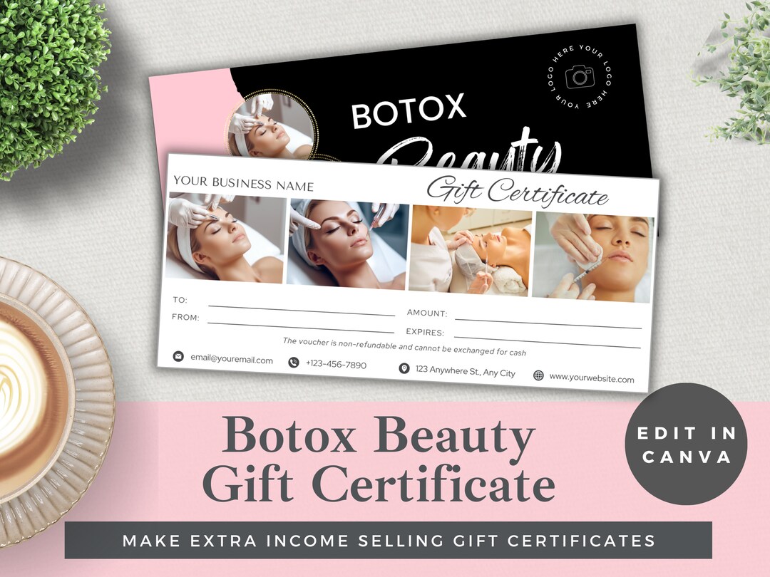 Editable Gift Certificate for Botox Filler Business | Canva Template ...