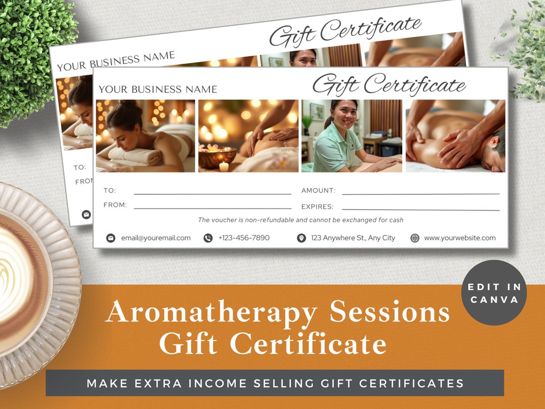 Editable Gift Certificate for Aromatherapy Sessions | Canva Template ...