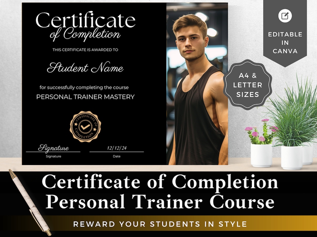 Personal Trainer Certification Template | Canva Editable | Instant ...