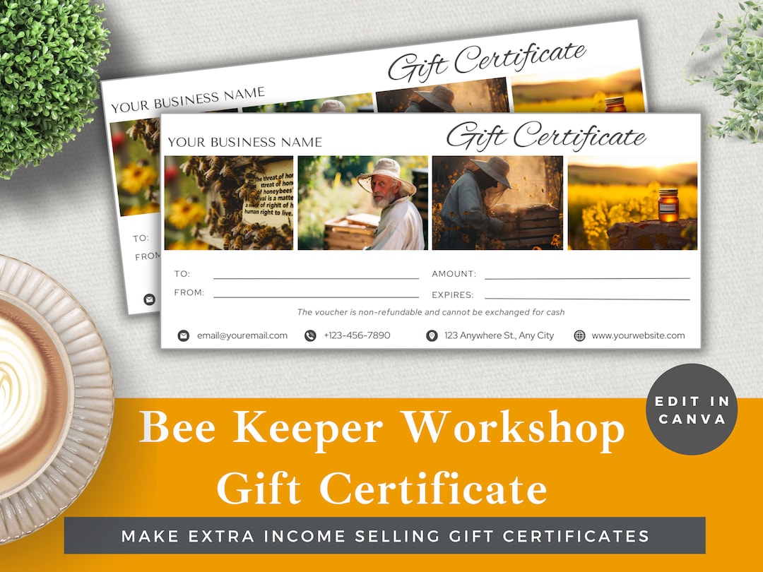 Bee Keeping Editable Gift Certificate | Canva Template | Instant ...