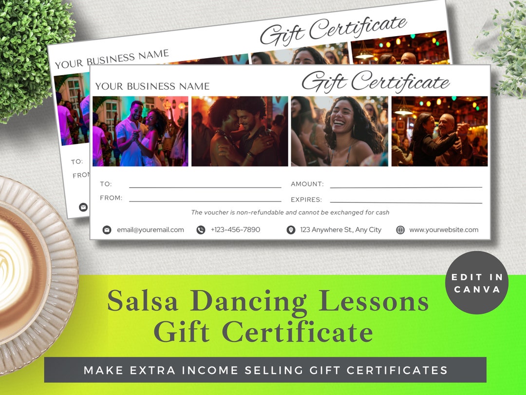 Editable Gift Certificate for Salsa Dancing Lesson | Canva Template ...