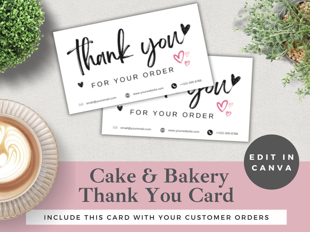 Cakes and Bakery Thank You Card Template Editable | Instant Download ...
