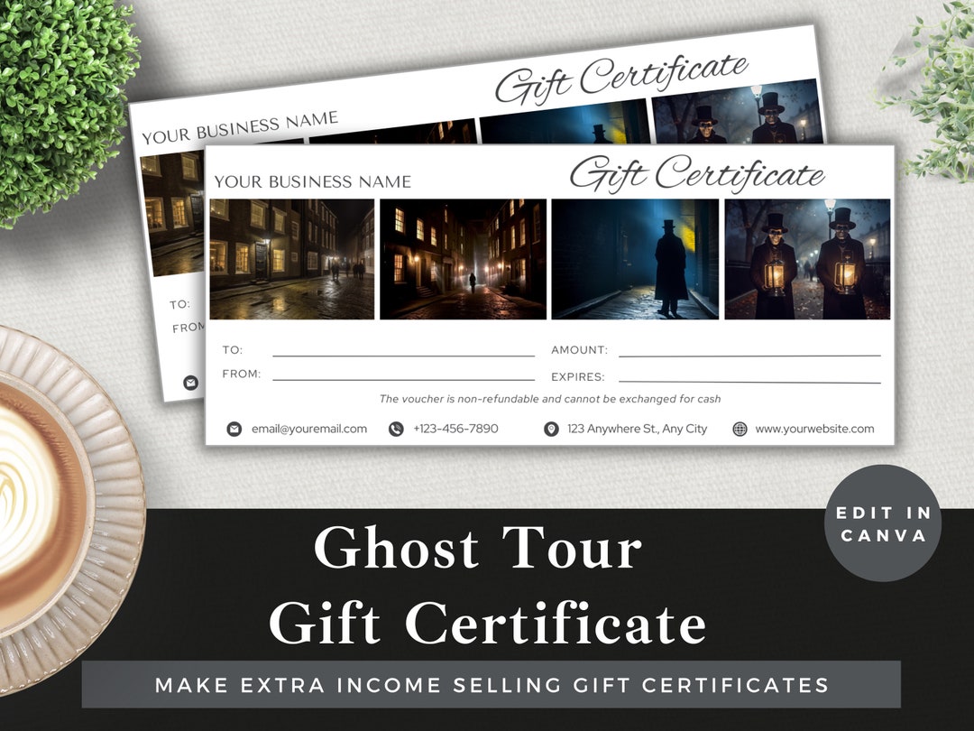 Ghost Tour Gift Certificate Template: Spooky Experience Voucher (canva ...