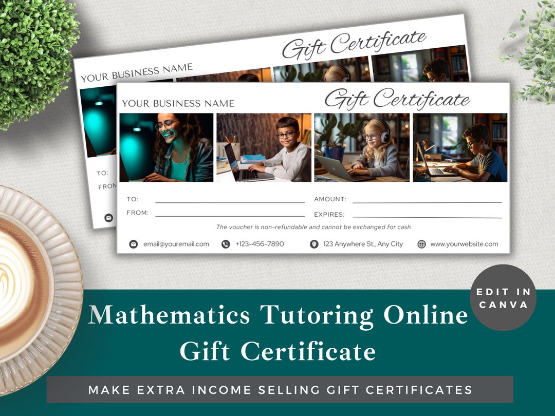 Maths Tutoring Gift Certificate Template: Editable Canva Design ...