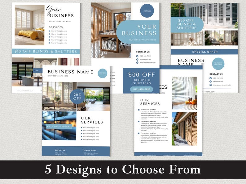 Editable Blinds & Shutters Flyer | Canva Template | Printable Marketing ...