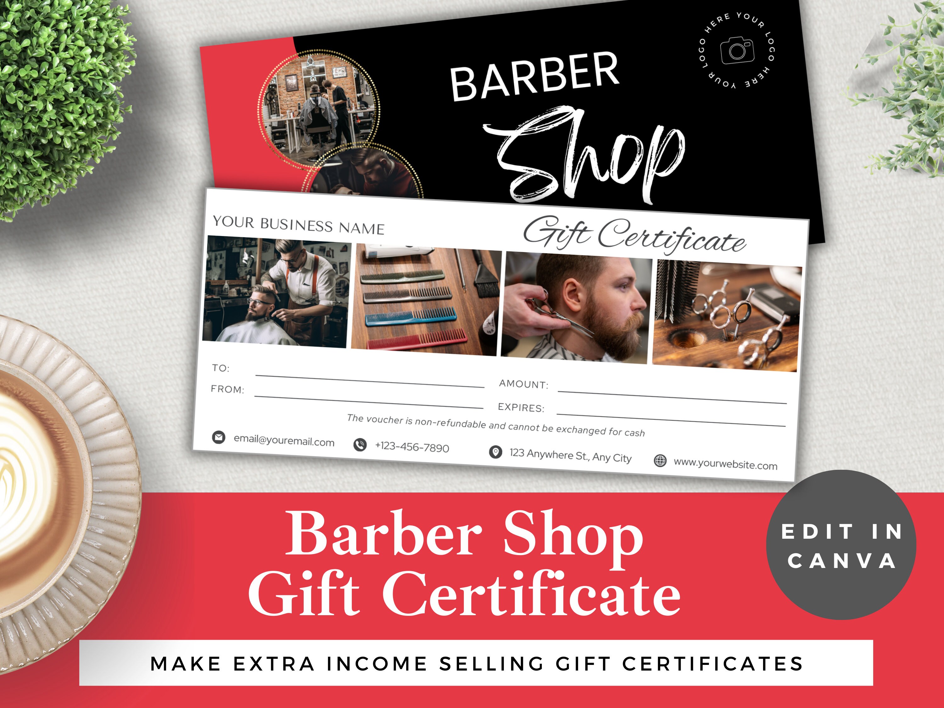 Editable Gift Certificate - Barber Shop | Canva Template | Instant ...
