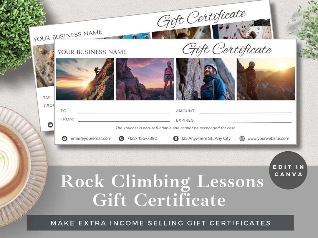 Rock Climbing Gift Certificate Template: Luxury Shop Voucher (canva ...