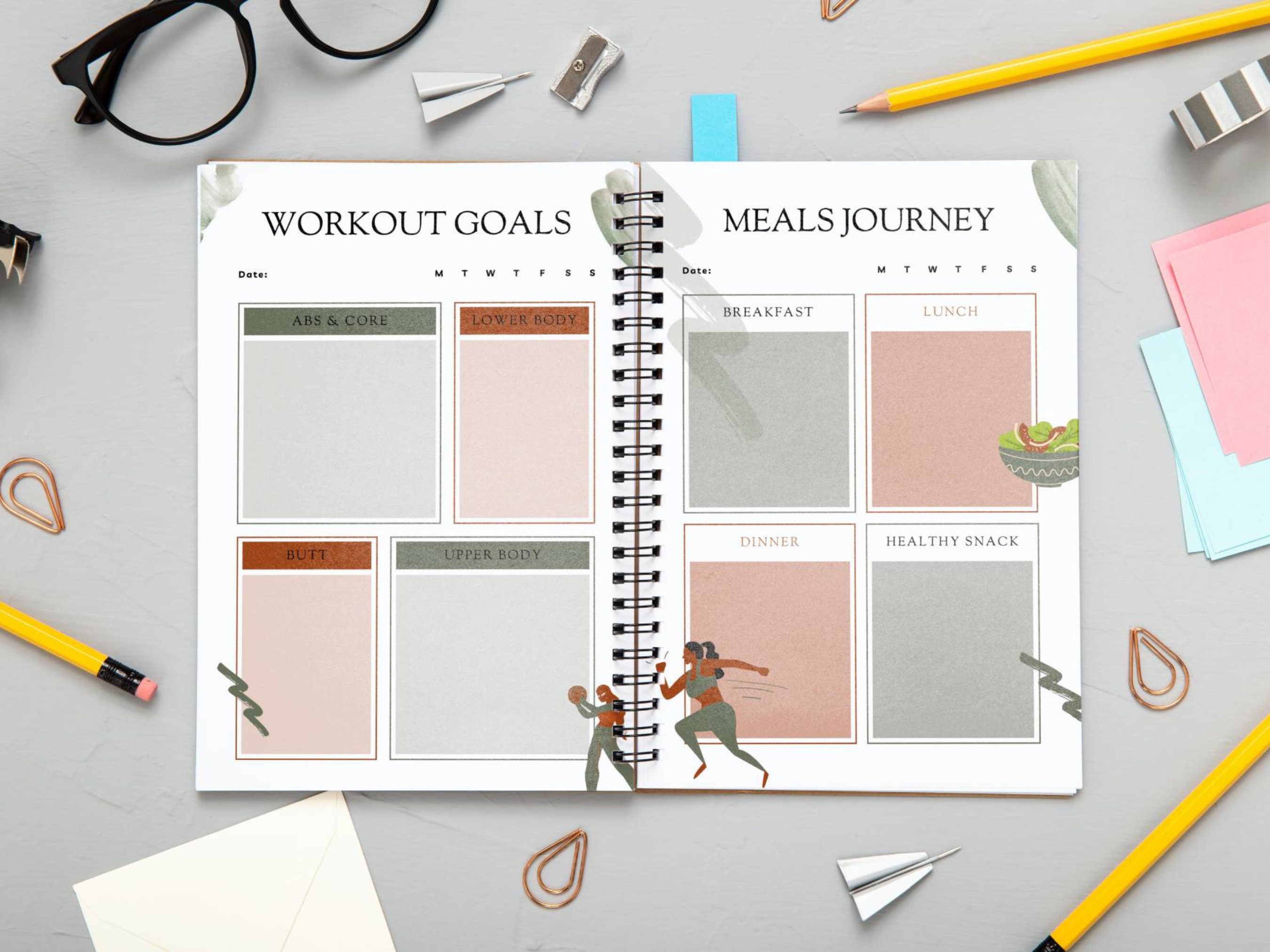 PDF Printable Work Out Planner, Printable Planner, Undated Workout ...