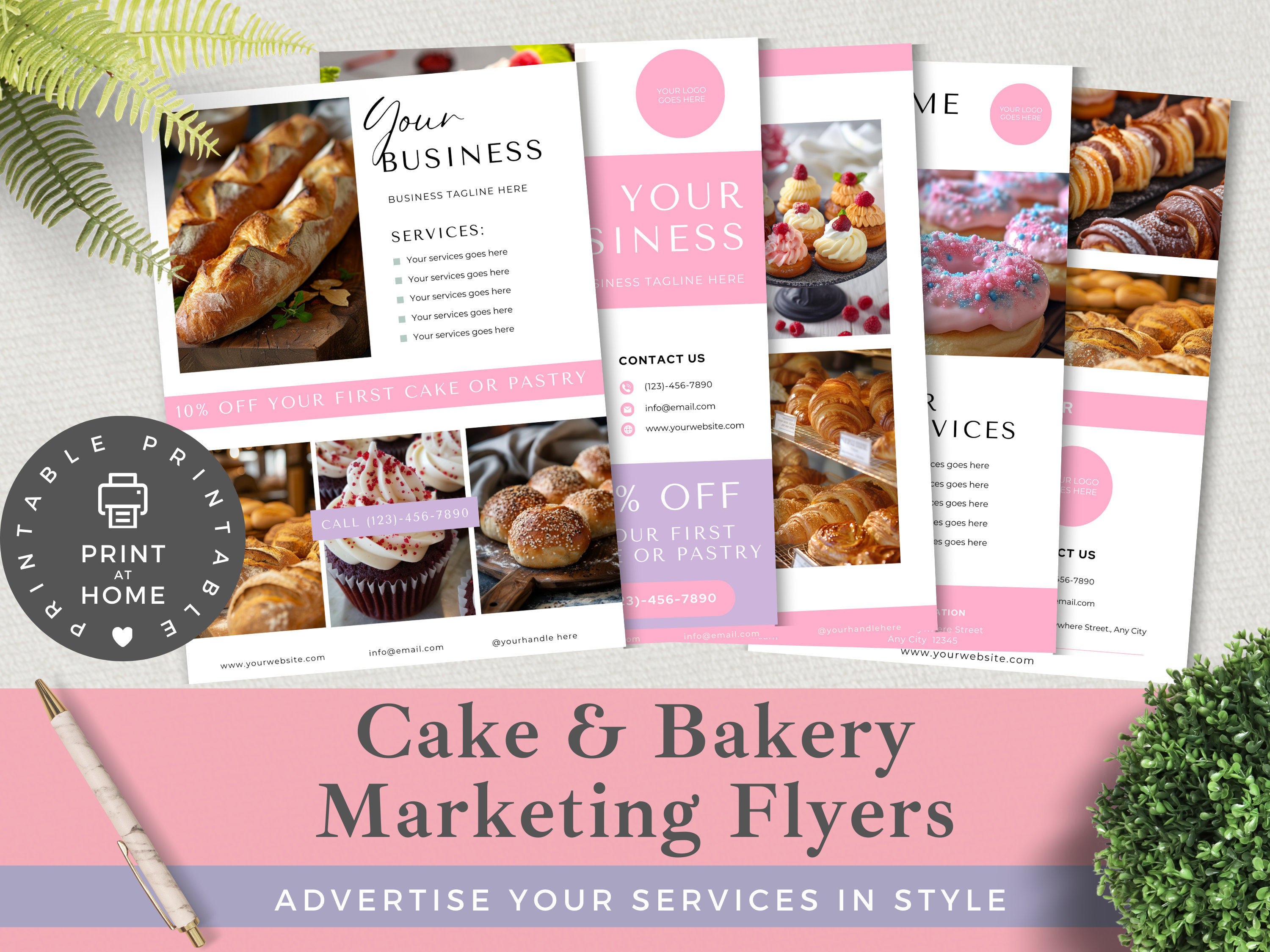 Bakery Flyer Bundle: Cake Business Marketing Templates (canva Editable ...