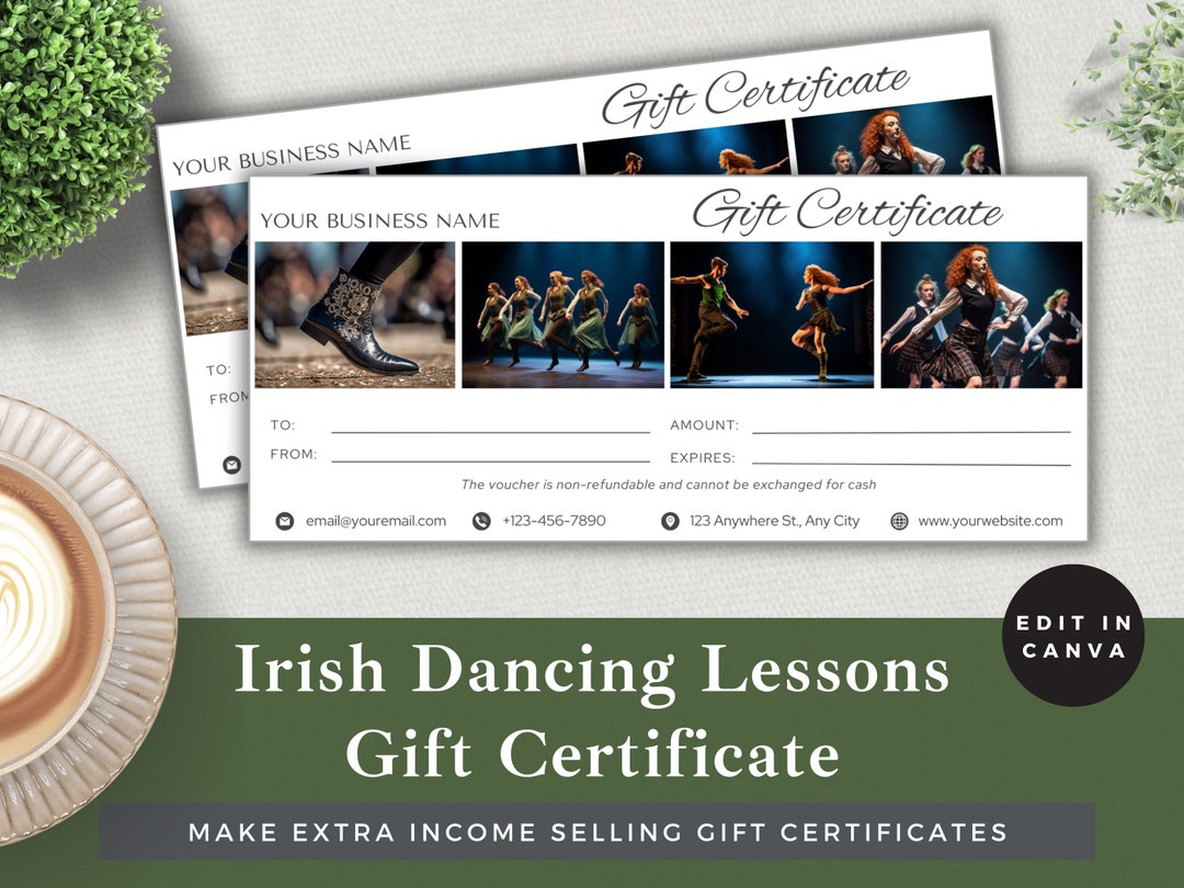 Irish Dancing Lessons Gift Certificate Template (canva Editable ...