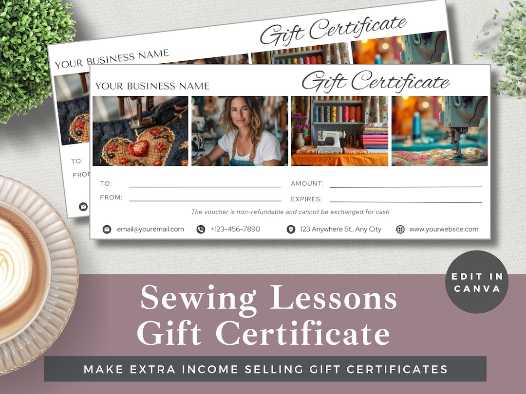 Editable Gift Certificate for Sewing Workshop | Canva Template ...