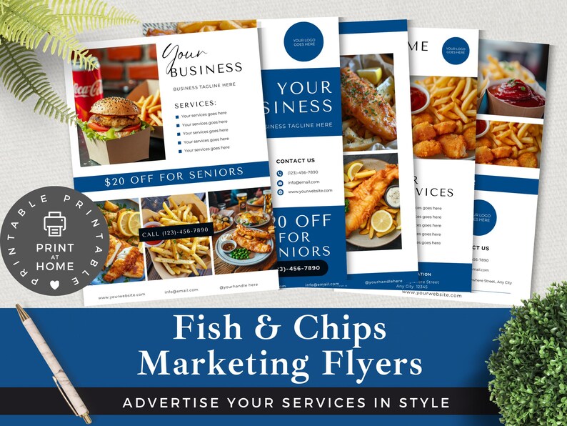 Editable Fish and Chips Flyer Template Bundle | DIY Restaurant ...