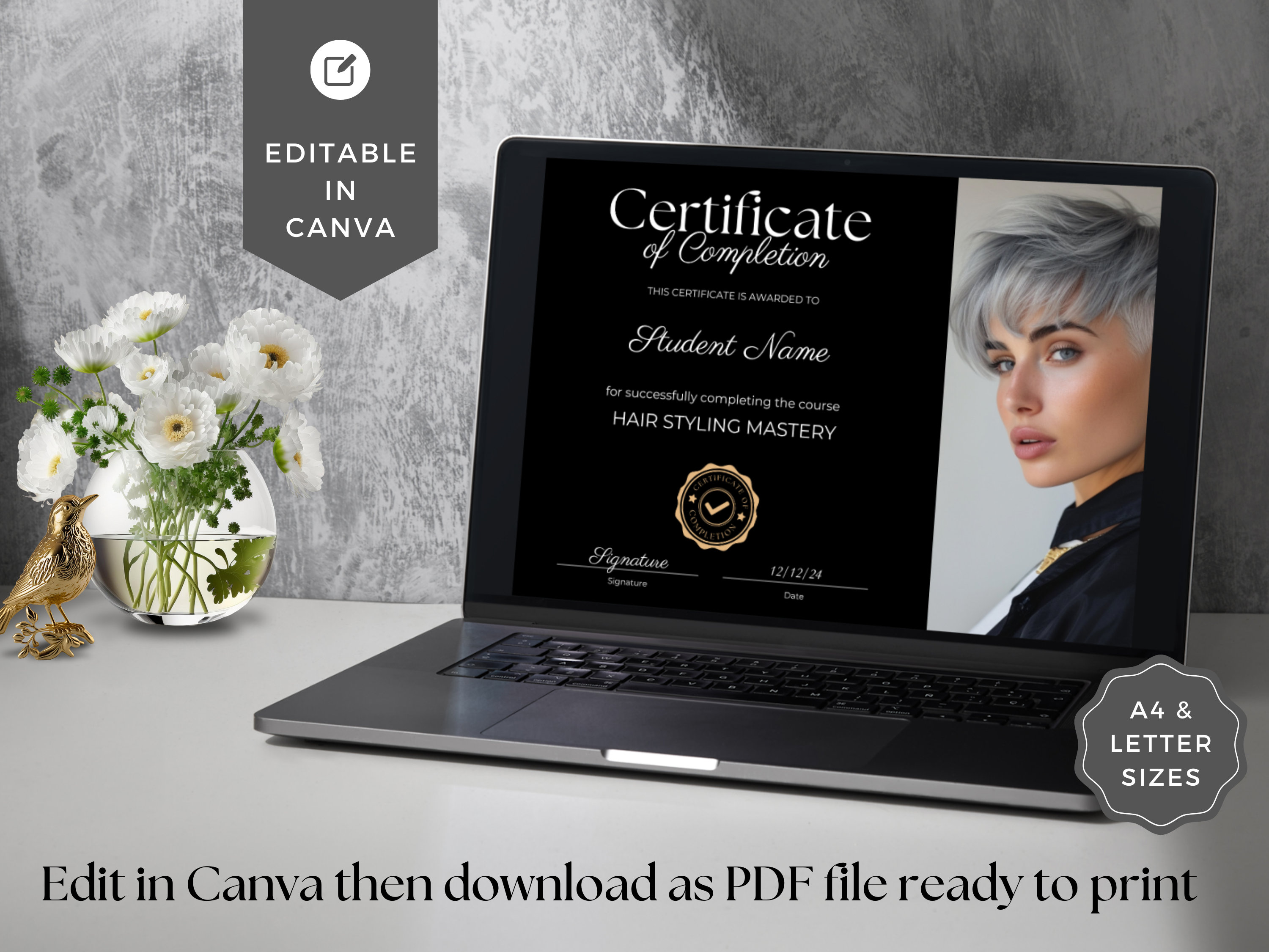 Certificate of Completion Hair Styling Course | Certificate Template ...