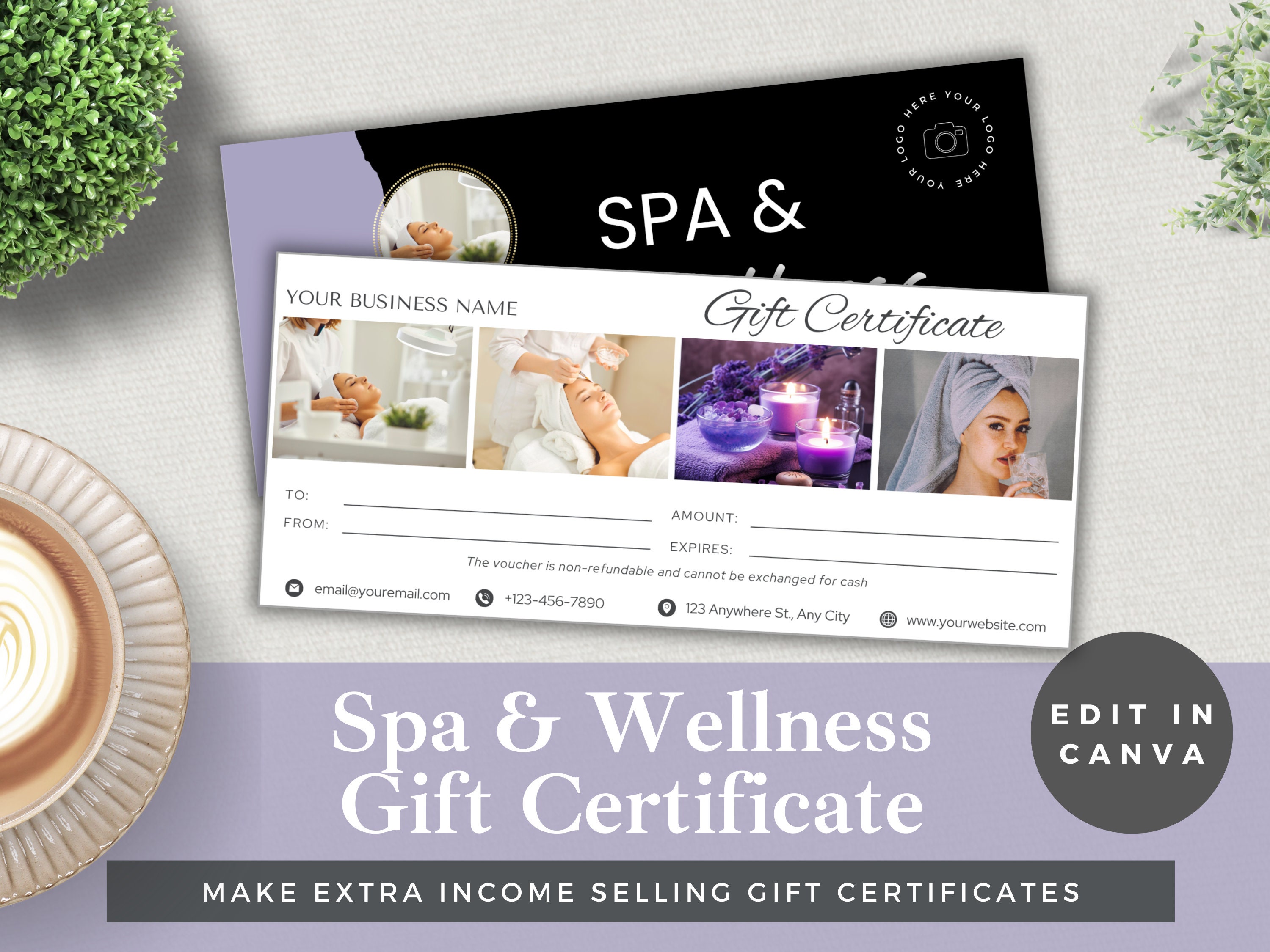Editable Gift Certificate for Spa and Wellness | Canva Template ...