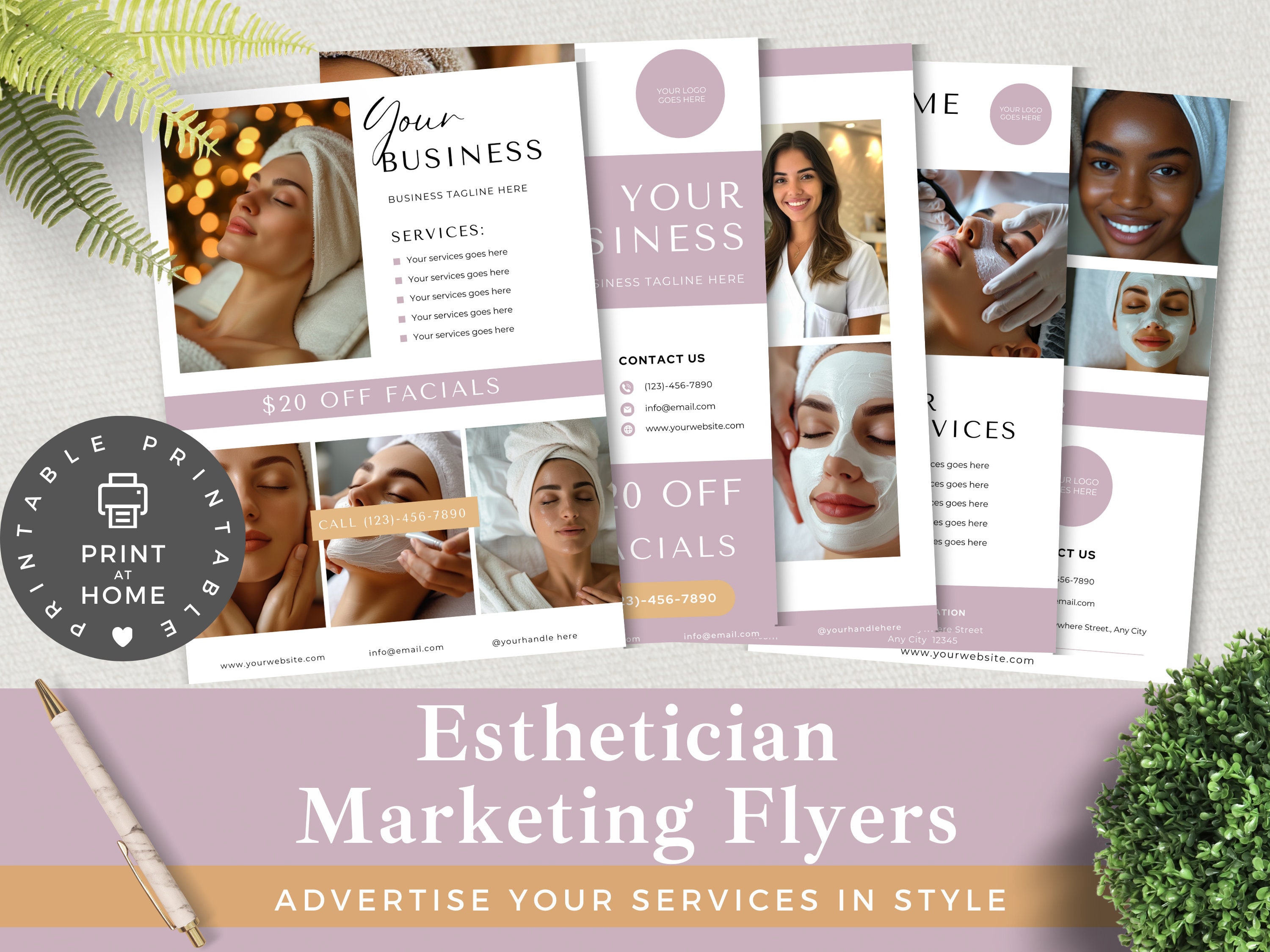 Esthetician Botox & Filler Flyer Bundle: Editable Canva Template ...
