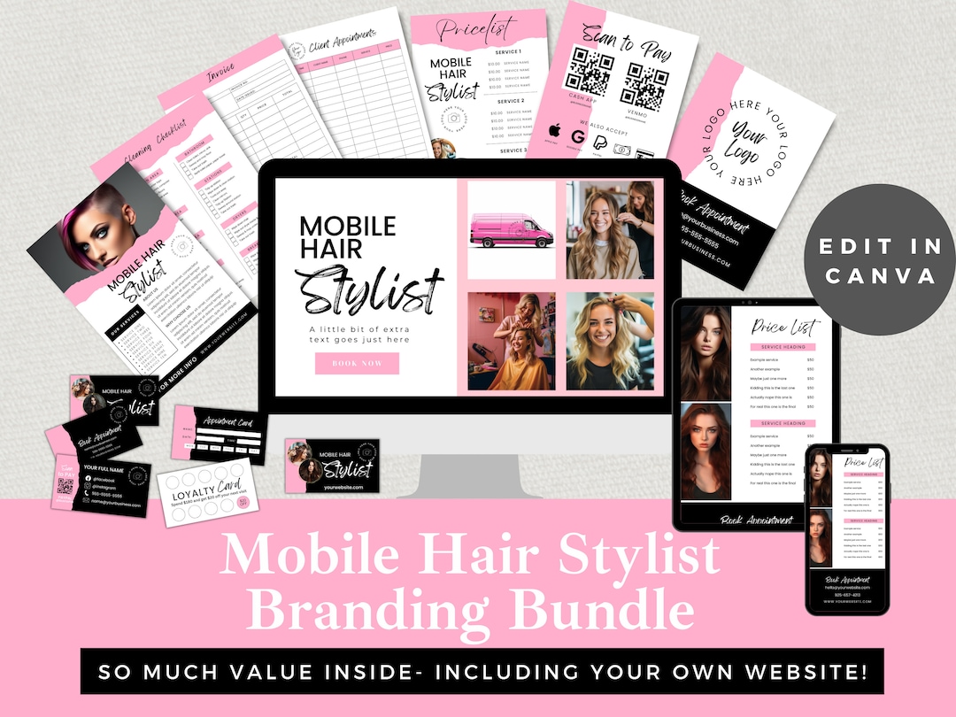 Mobile Hair Stylist Business Essentials | Branding Kit for Mobile Salon ...