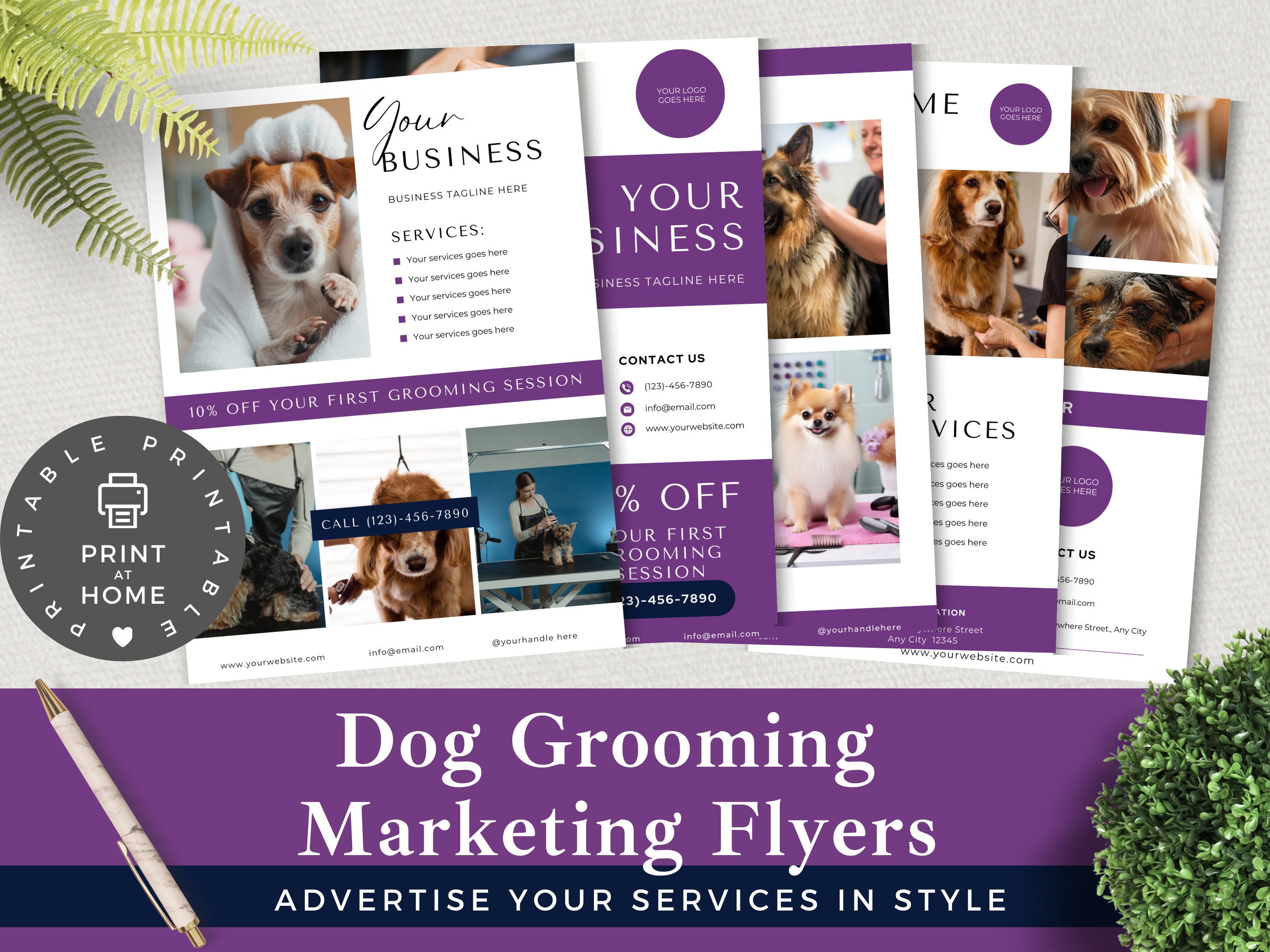 Dog Grooming Flyer | Editable DIY Marketing | Instant Download | Edit ...