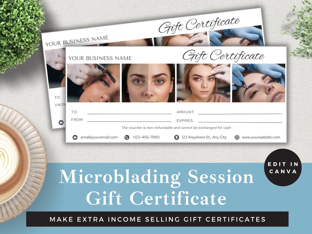 Microblading Session Gift Certificate Template: Editable Canva Design ...