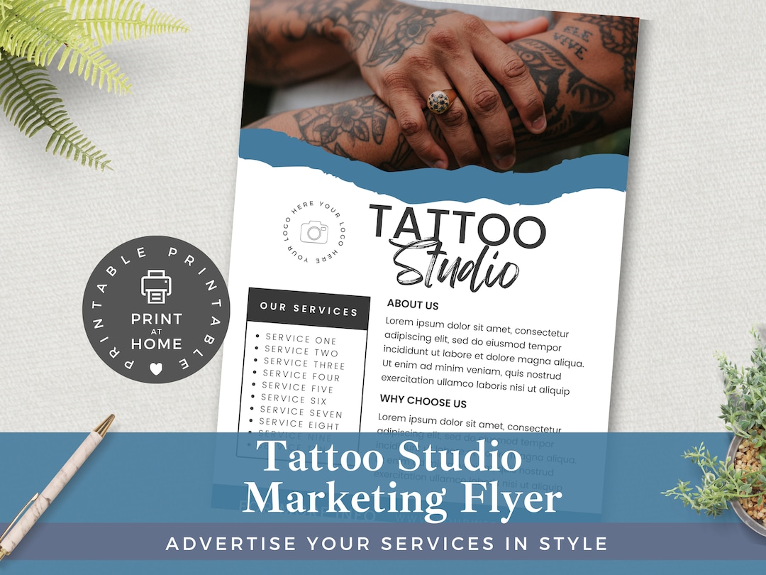 Tattoo Studio Flyer | Editable DIY Marketing | Instant Download | Edit ...