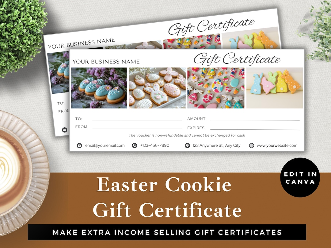Easter Cookie Gift Certificate | Bakery & Home Baker Voucher | Instant ...
