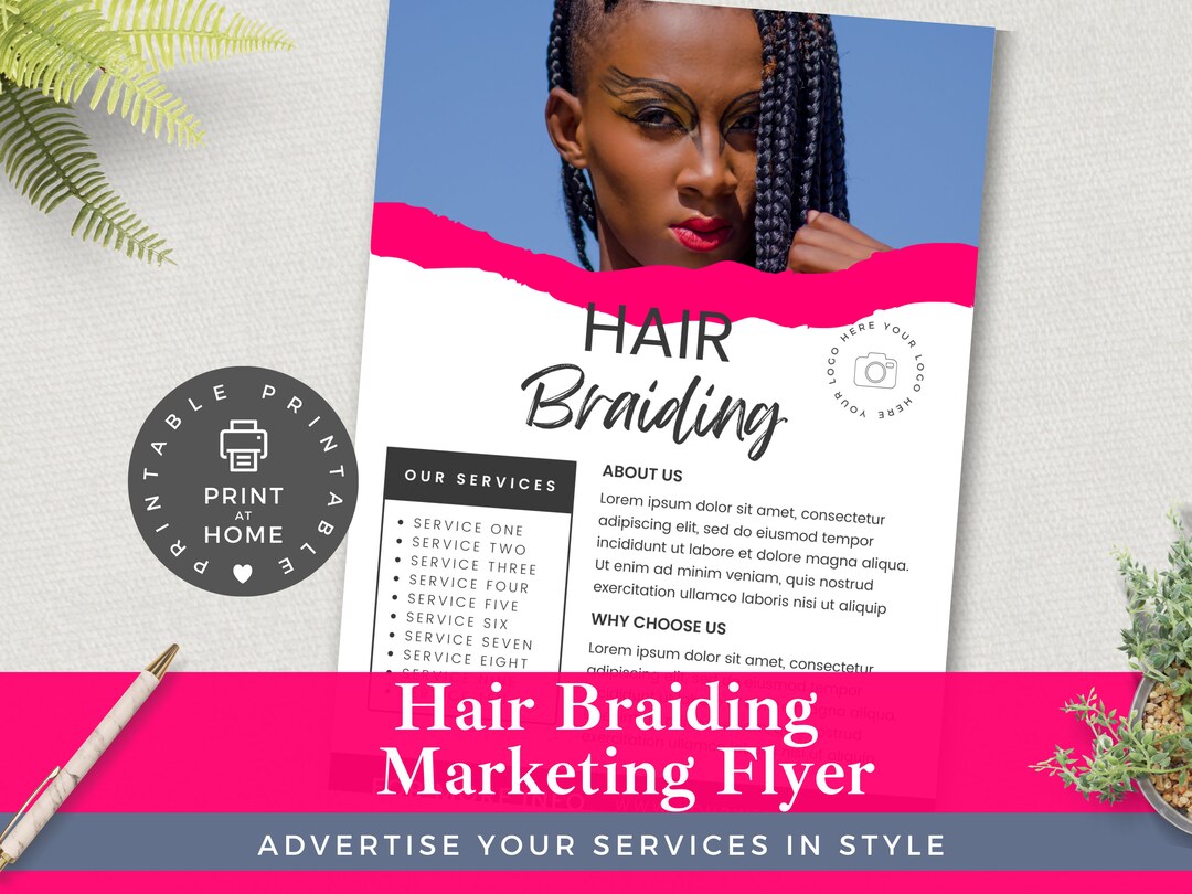 Hair Braiding Flyer | Editable DIY Marketing | Instant Access | Edit in ...