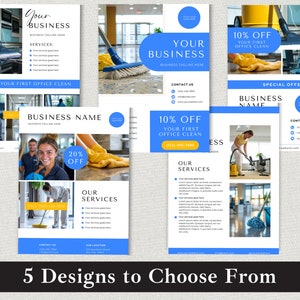 Office Cleaning Flyer | Editable DIY Marketing | Instant Download | Set of 5 | Edit in Canva ...