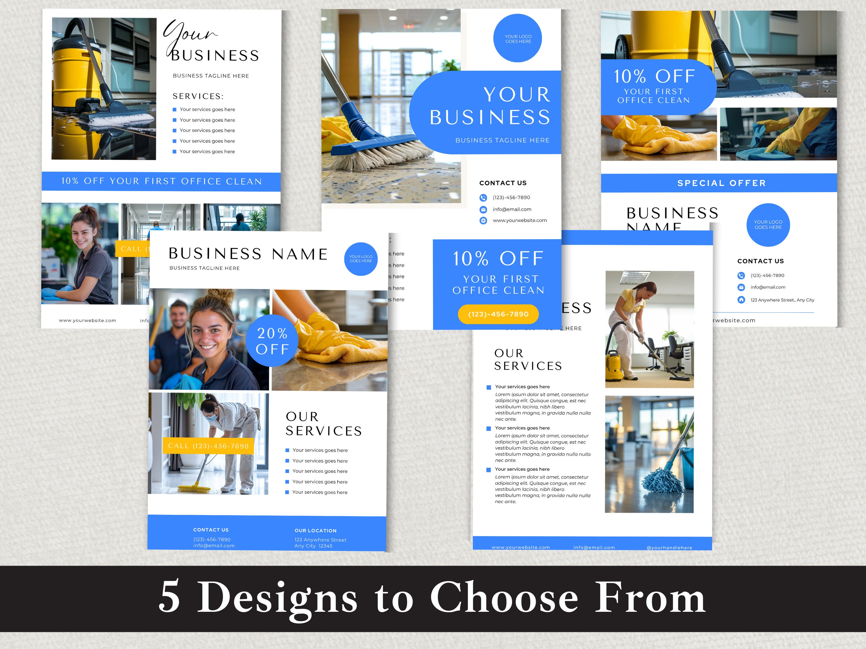 Office Cleaning Flyer | Editable DIY Marketing | Instant Download | Set of 5 | Edit in Canva ...