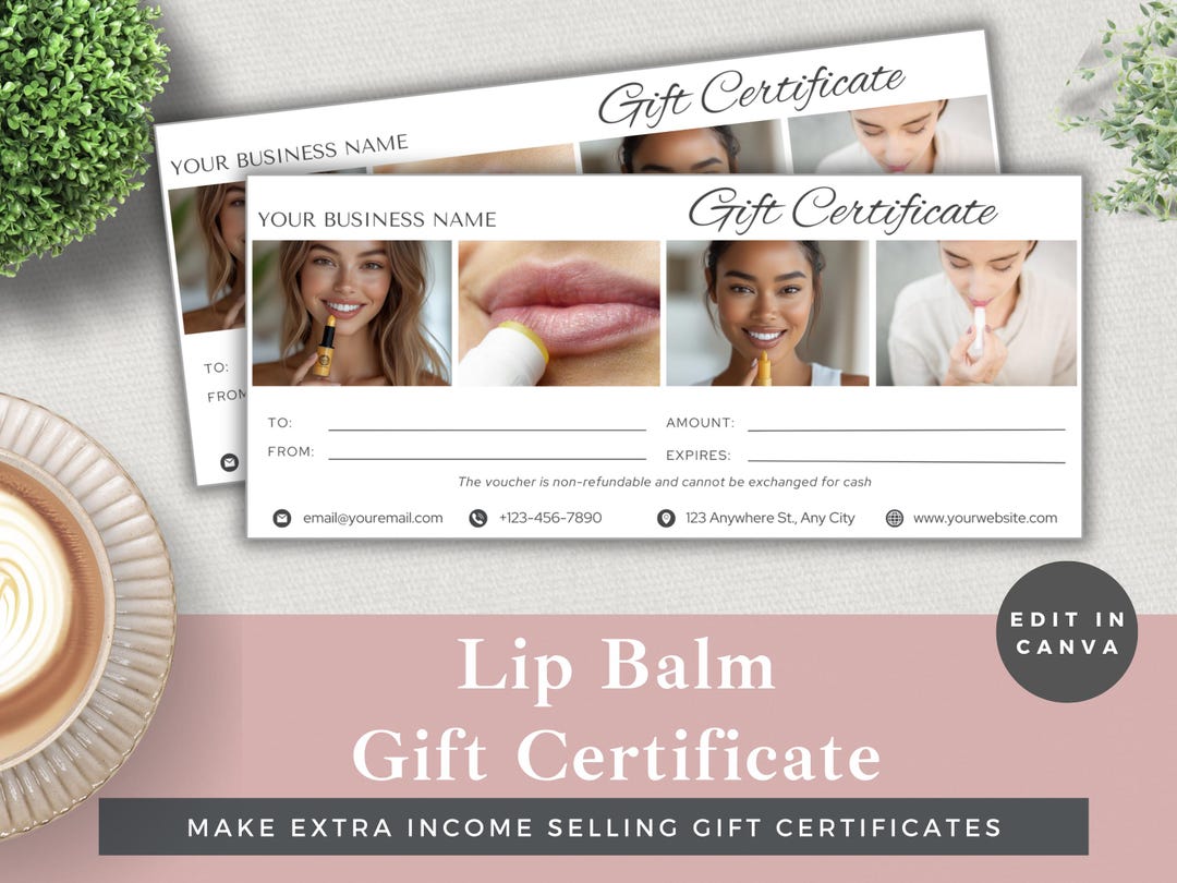 Editable Lip Balm Gift Certificate: Salon & Skincare Canva Template ...