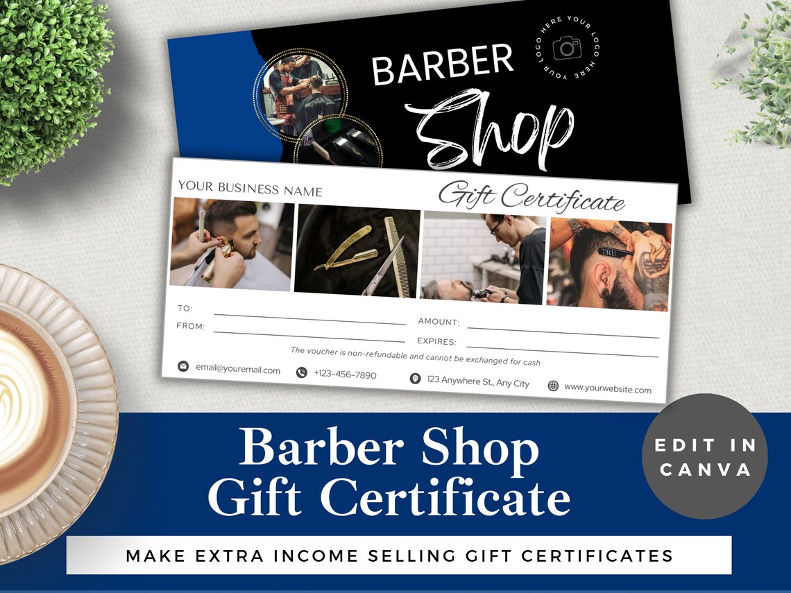 Editable Gift Certificate - Barber Shop | Canva Template | Instant ...