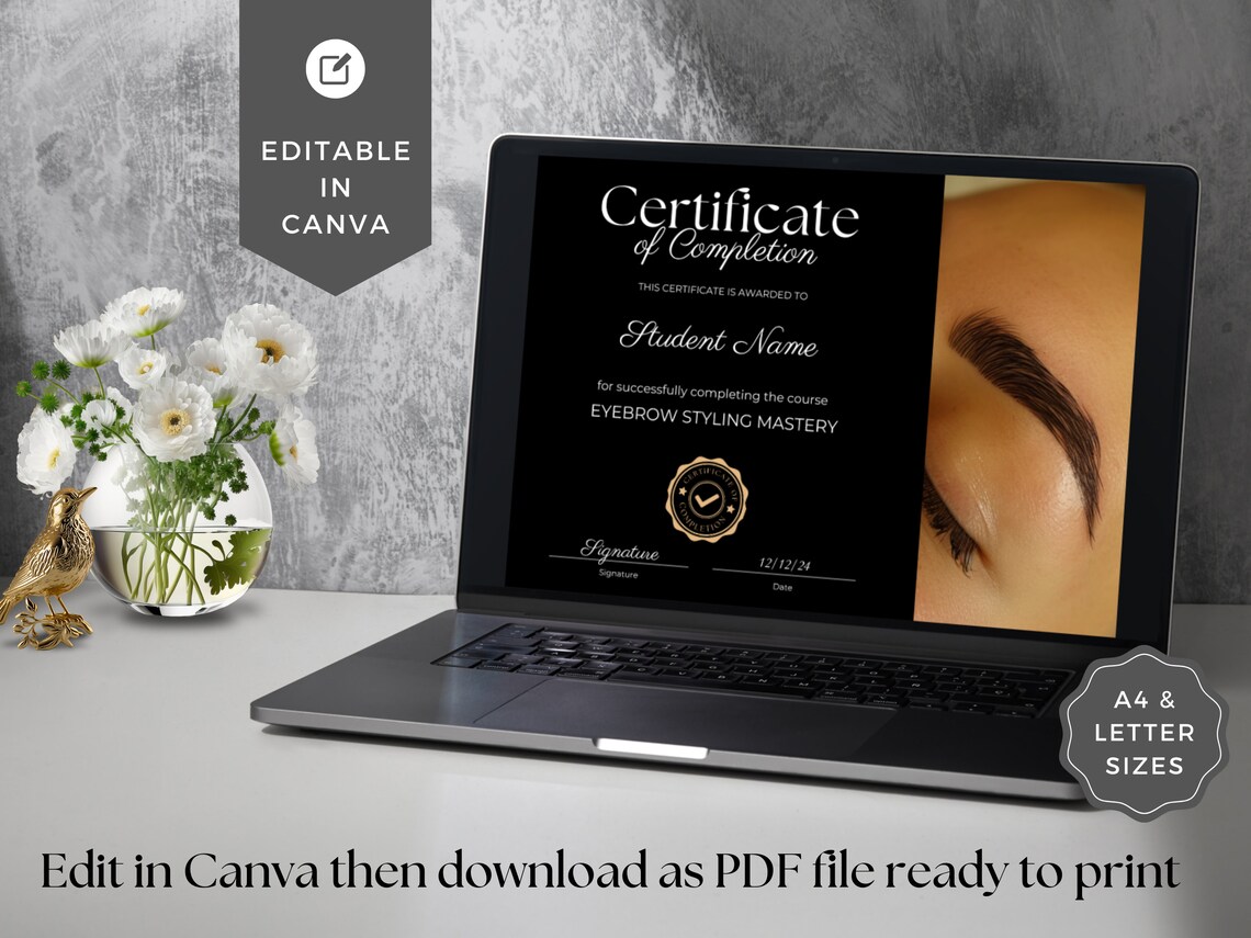 Certificate of Completion for Eyebrow Styling Course Certificate ...