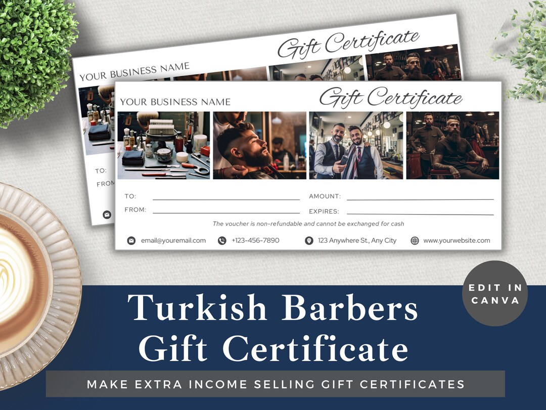 Turkish Barbers Gift Certificate Template: Editable Voucher (canva) - Etsy