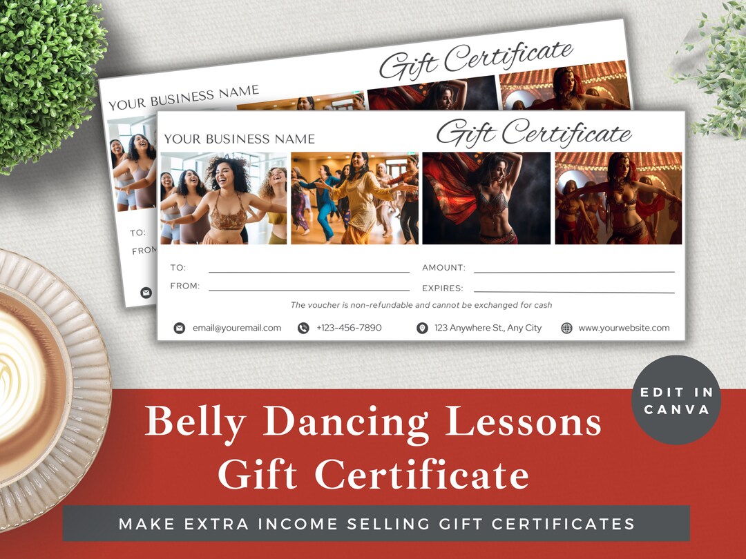 Belly Dance Lessons Gift Certificate Template: Editable in Canva ...