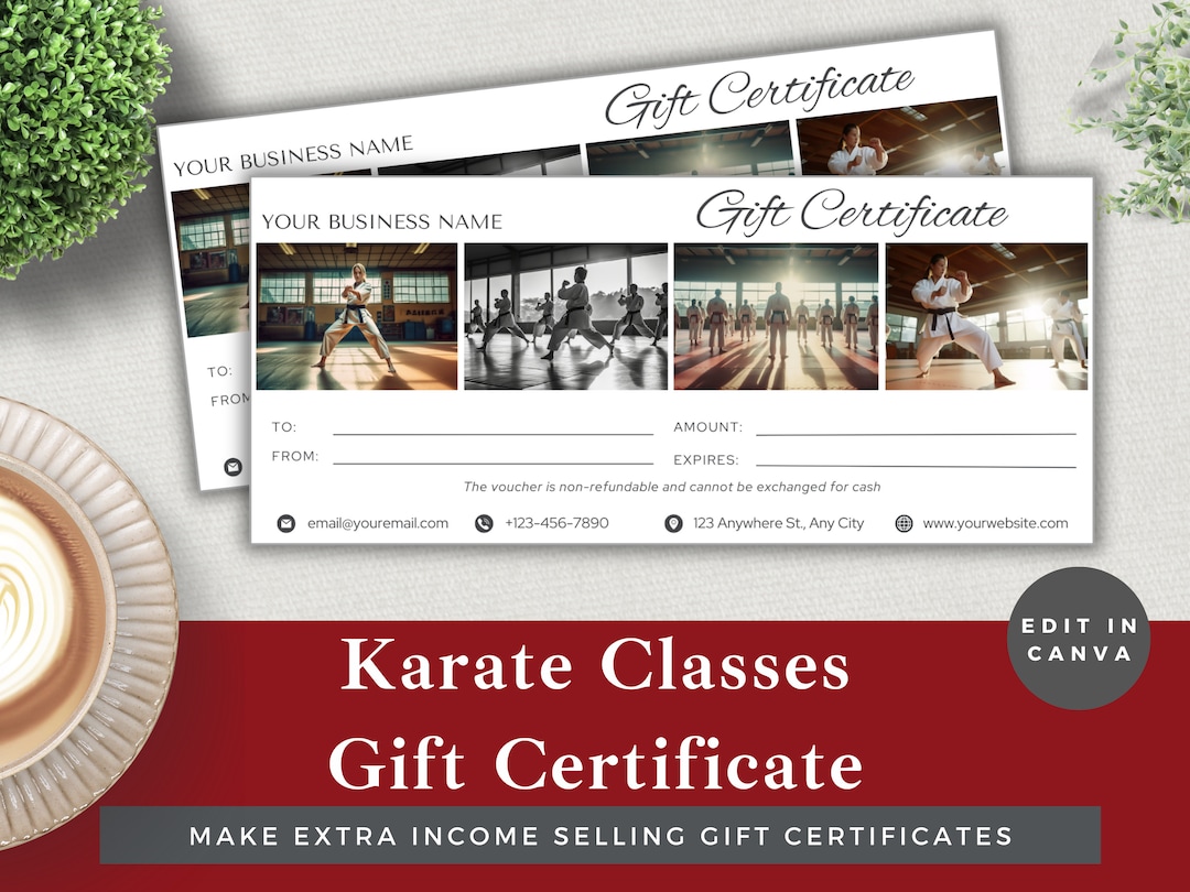 Editable Gift Certificate Karate Classes | Edit Template in Canva ...