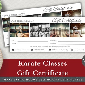 Editable Gift Certificate Karate Classes | Edit Template in Canva ...