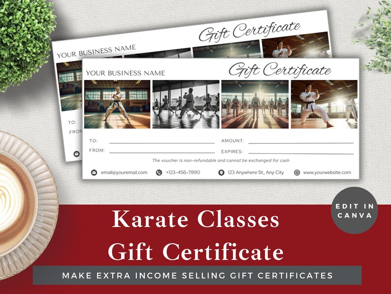 Editable Gift Certificate Karate Classes | Edit Template in Canva ...