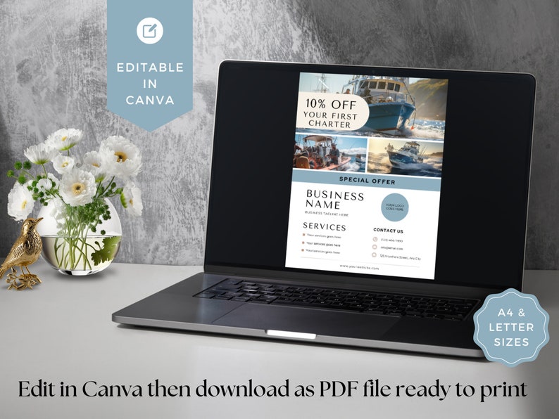 Fishing Charter Flyer | Editable DIY Marketing | Instant Download ...