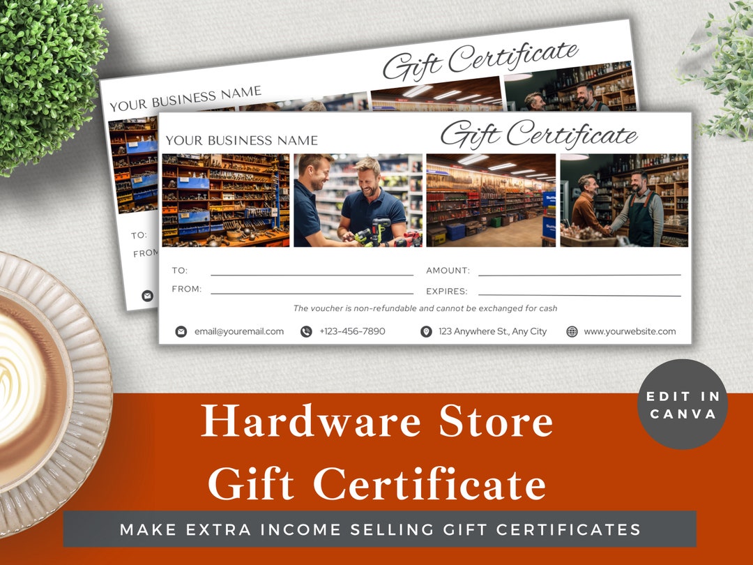 Hardware Store Gift Certificate Template: Editable Canva Design ...