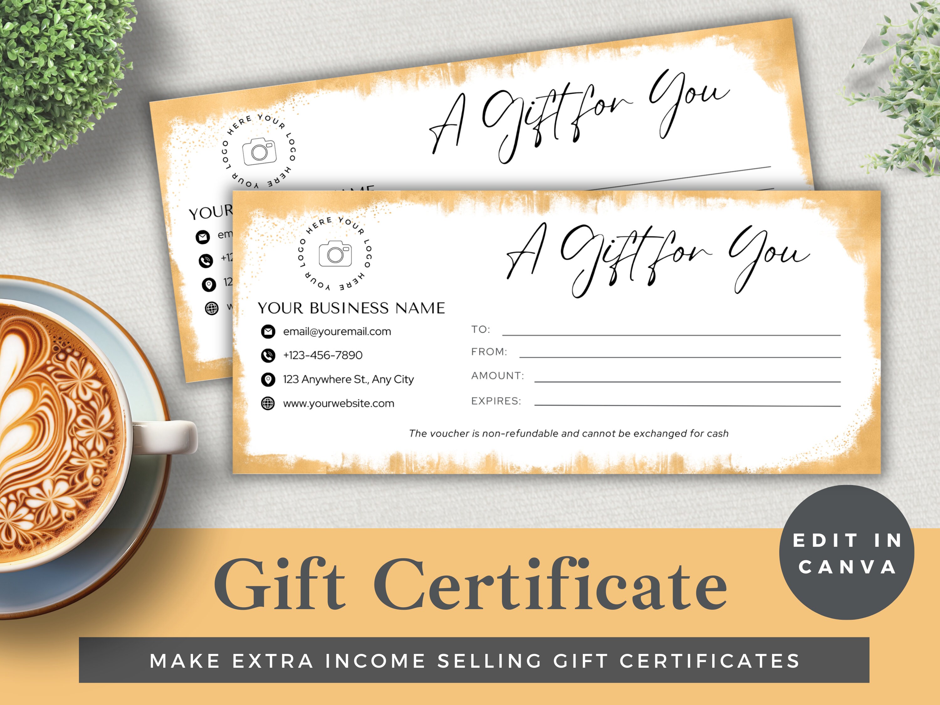 Editable Gift Certificate Edit Template in Canva Instant - Etsy