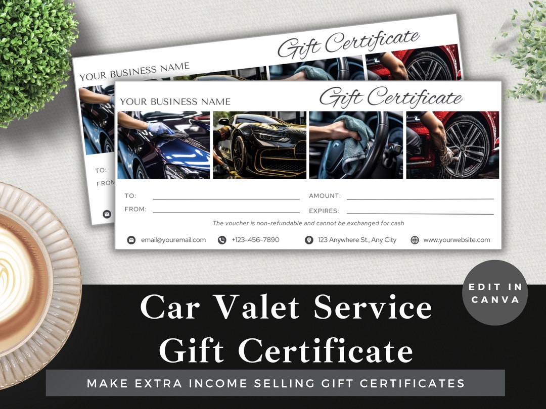 Editable Gift Certificate Car Valet | Edit Template in Canva | Instant ...