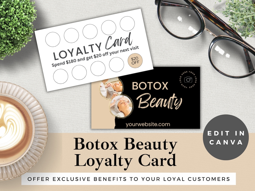 Botox Beauty Loyalty Card Template Editable | Edit in Canva | Instant ...