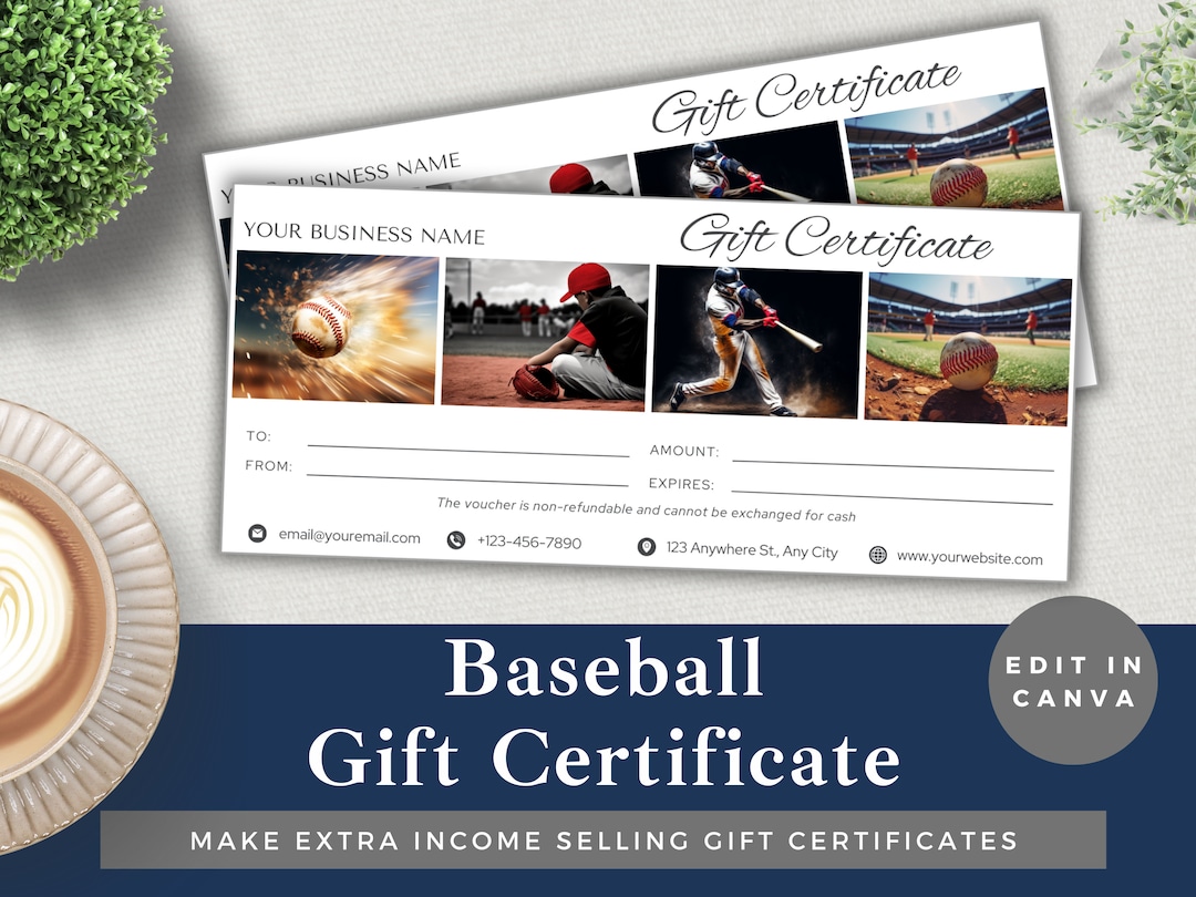 Editable Gift Certificate Baseball | Edit Template in Canva | Instant ...