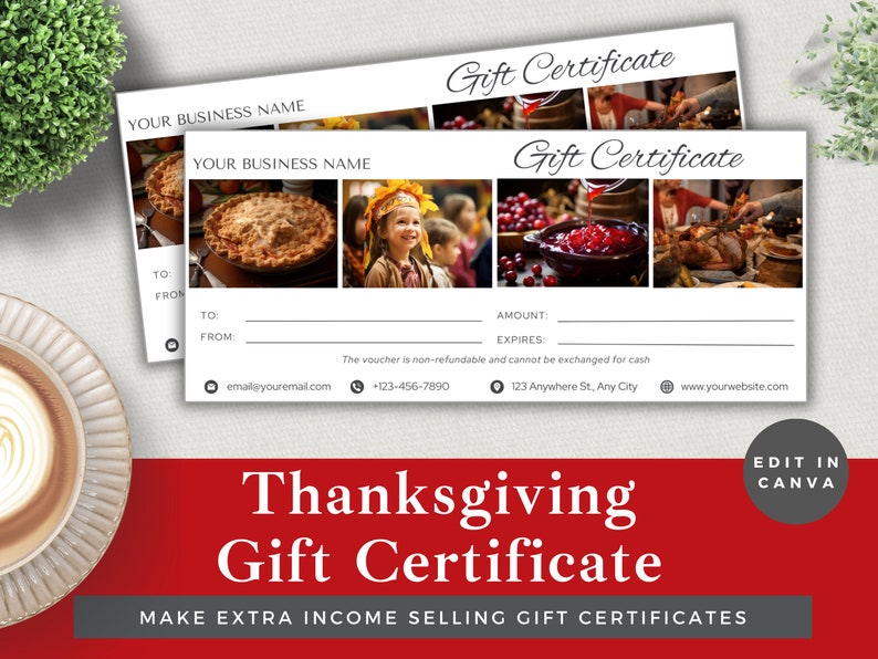 Editable Gift Certificate Thanksgiving | Edit Template in Canva ...