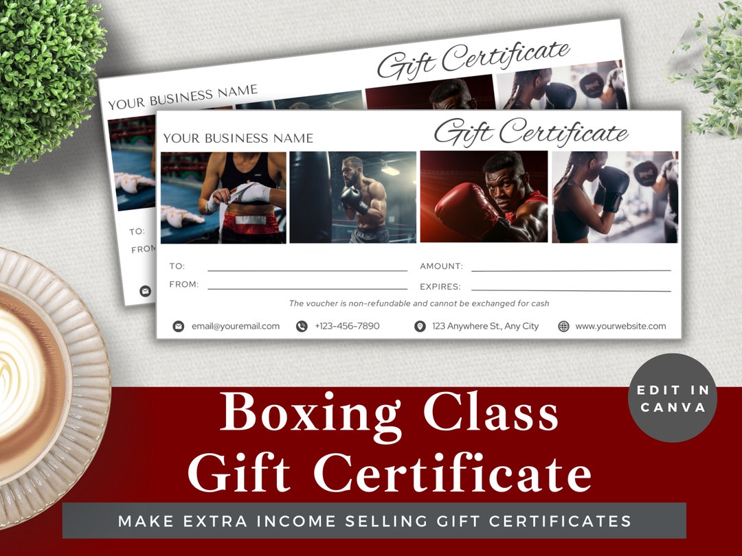 Boxing Class Gift Certificate Template: Editable Canva Voucher (instant ...