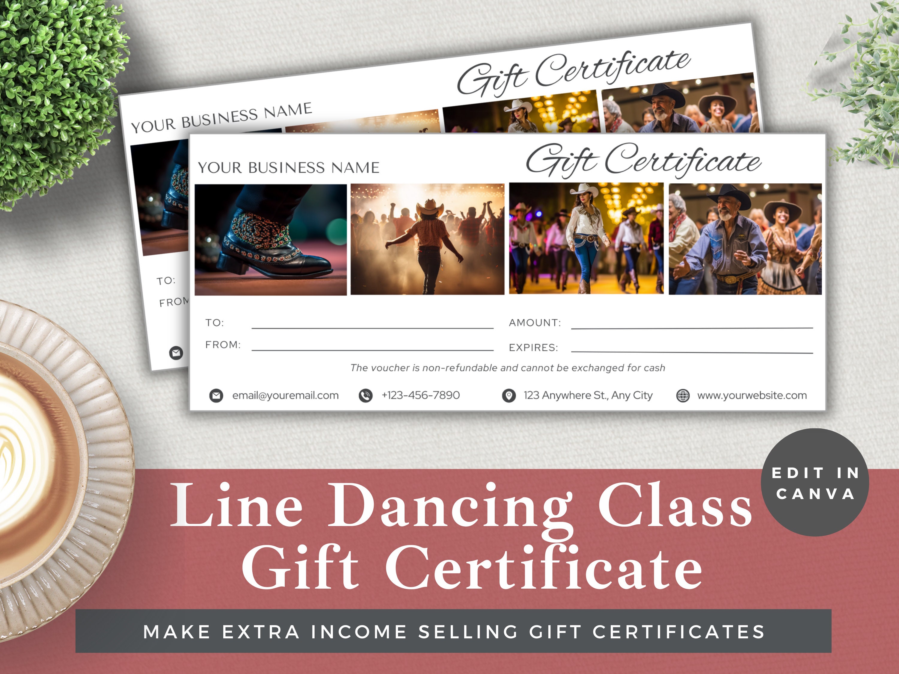 Editable Gift Certificate Line Dancing Class | Edit Template in Canva ...