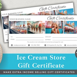 Editable Gift Certificate Ice Cream Store Edit Template in Canva ...