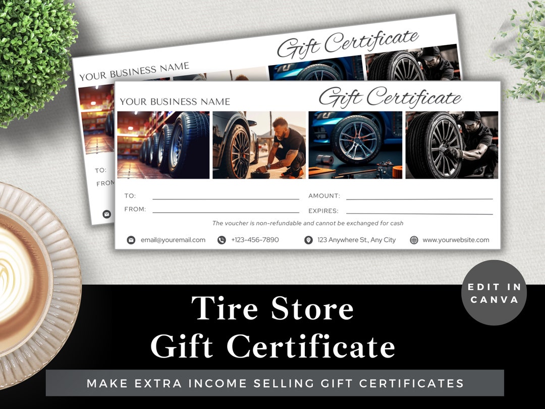 Tire Store Gift Certificate Template: Luxury Customer Voucher (edit in ...