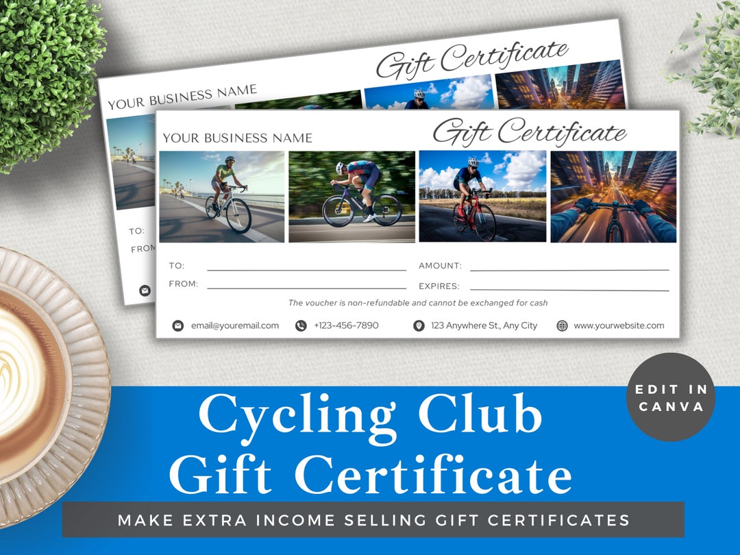 Cycling Club Gift Certificate Template: Editable Voucher (canva ...