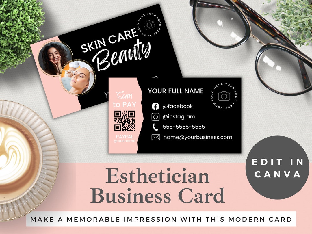 Editable Esthetician Business Card Template | Edit in Canva | Instant ...