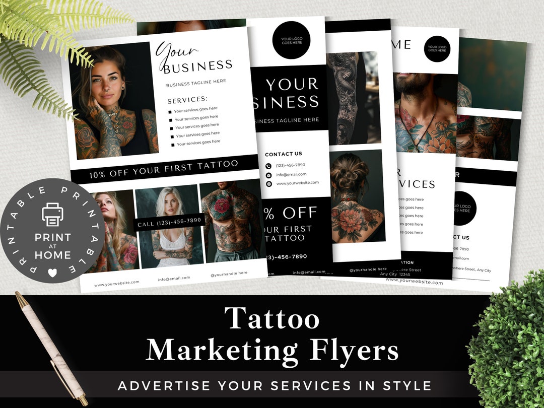 Tattoo Flyer Bundle | Edit With Canva | Instant Download | Marketing ...